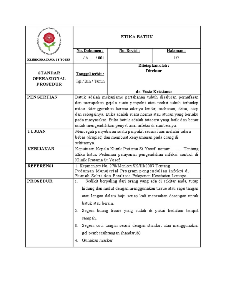 Sop Etika Batuk | PDF