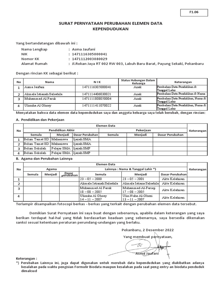 Formulir-F1-06 | PDF