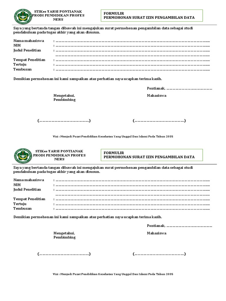 Form Studi Pendahuluan Ners | PDF