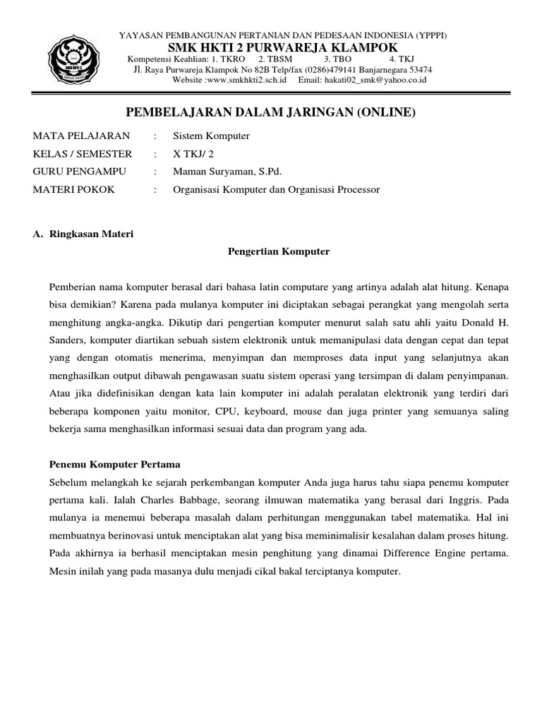 Sejarah dan Fungsi Komputer serta Prosesornya | PDF