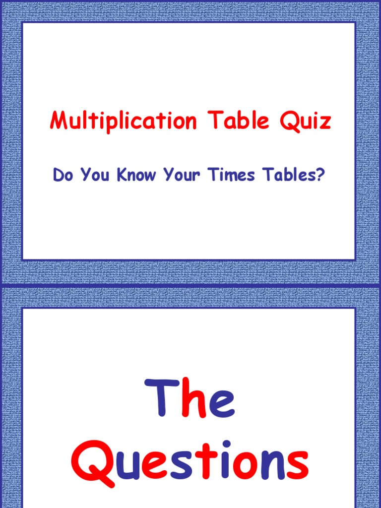 Multiplication Quiz | PDF