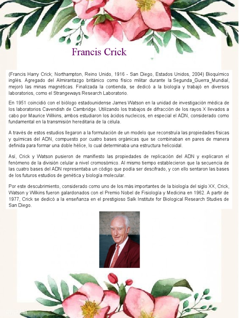 Biografía de Francis Crick | PDF | Francis Crick | Biología