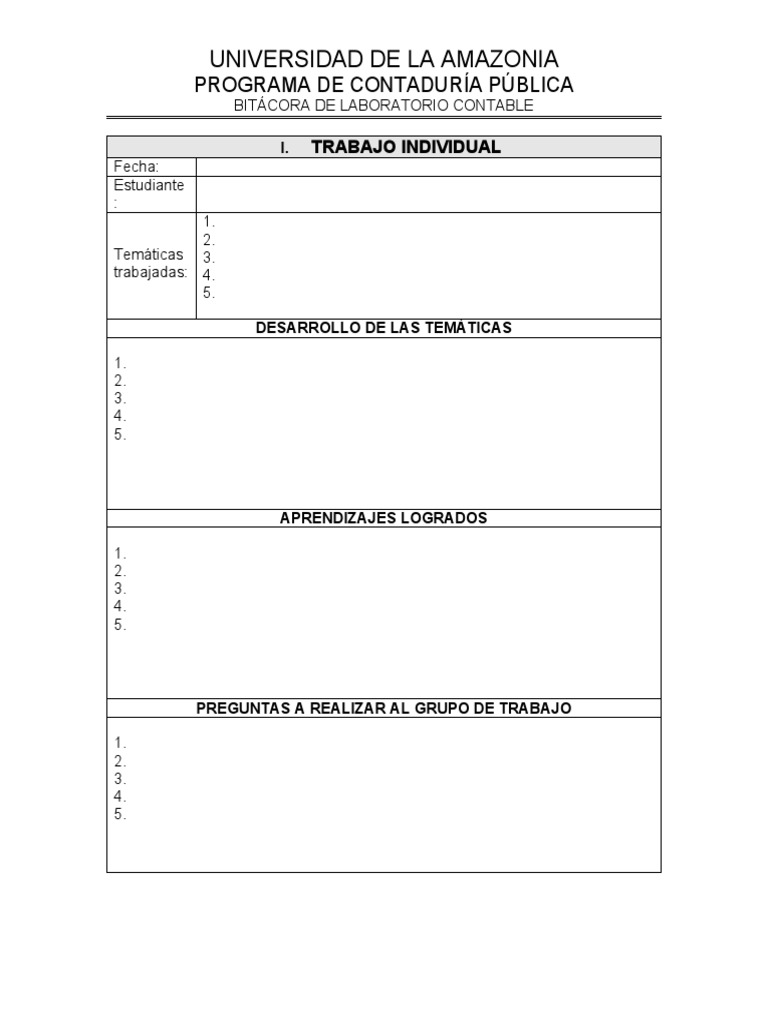 Formato Bitacora (2) Contabilidad Practica | PDF Formato Bitacora (2) Contabilidad Practica | PDF