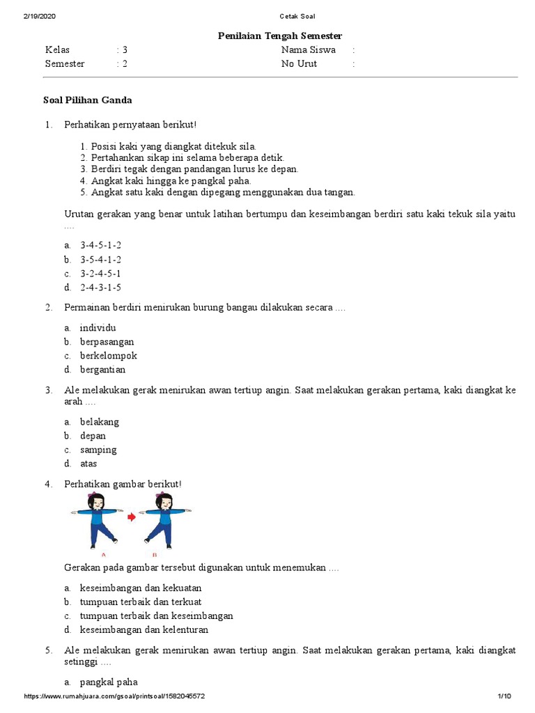 Cetak Soal Pjok KLS 3 | PDF