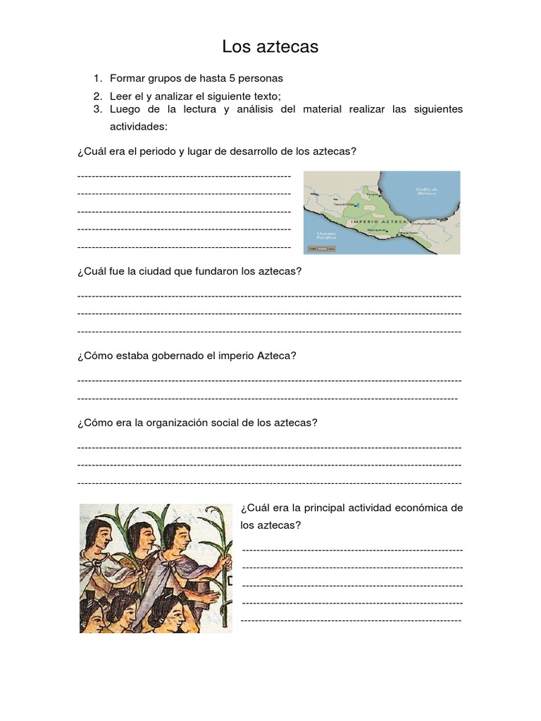 Los Aztecas Actividades | PDF