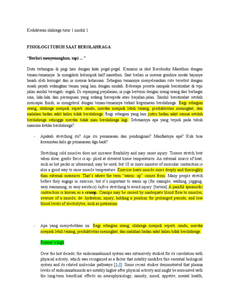 Kedokteran Olahraga Tutor 1 Modul 1 | PDF