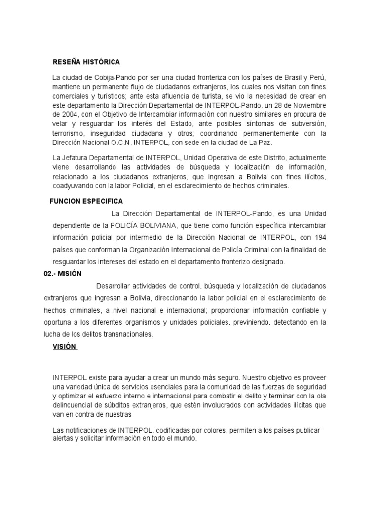 Datos Importantes de Interpol | PDF | Bolivia | Policía