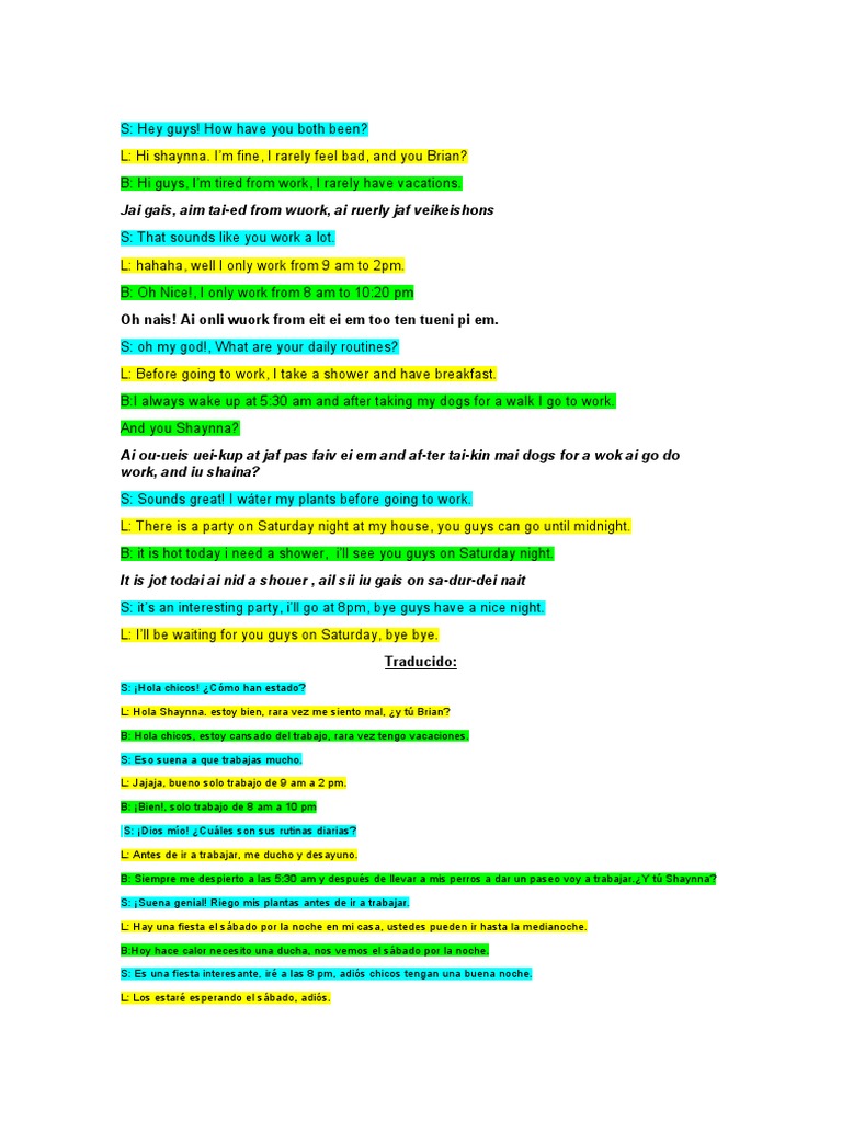 Ingles Speaking 1 | PDF