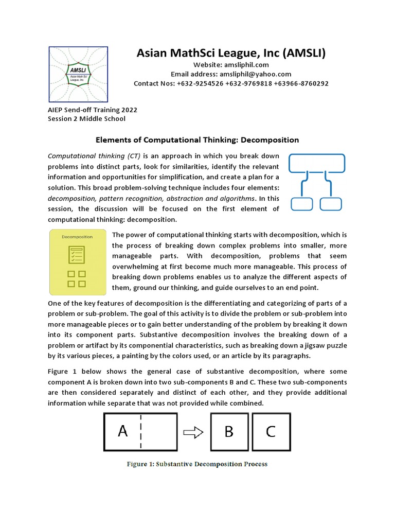Decomposition in Computational Thinking | PDF | Thought | Decomposition