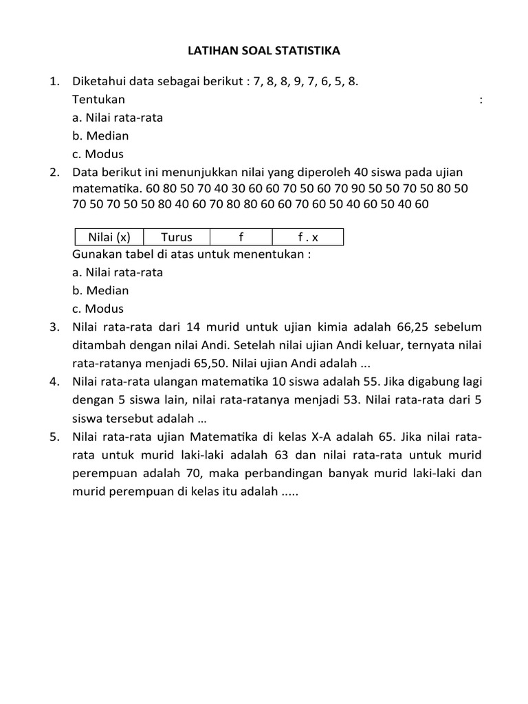 Latihan Soal Statistika | PDF