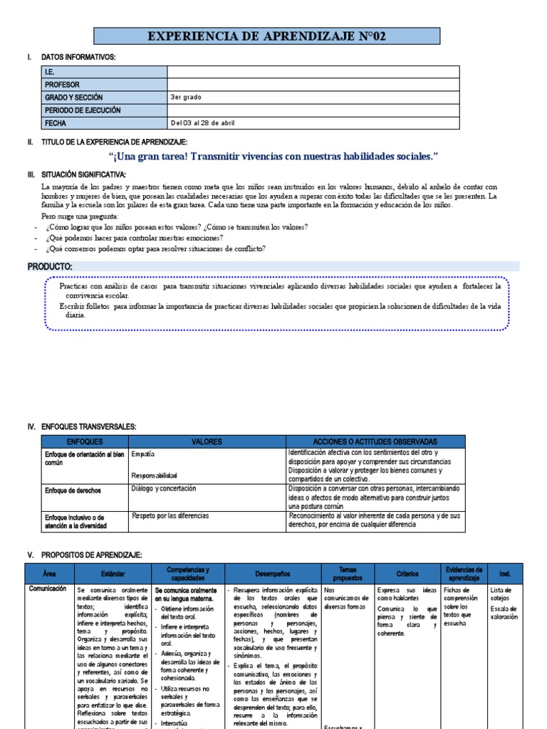 3° Grado - Experiencia de Aprendizaje N°02 | Descargar gratis PDF | Números | Sustracción