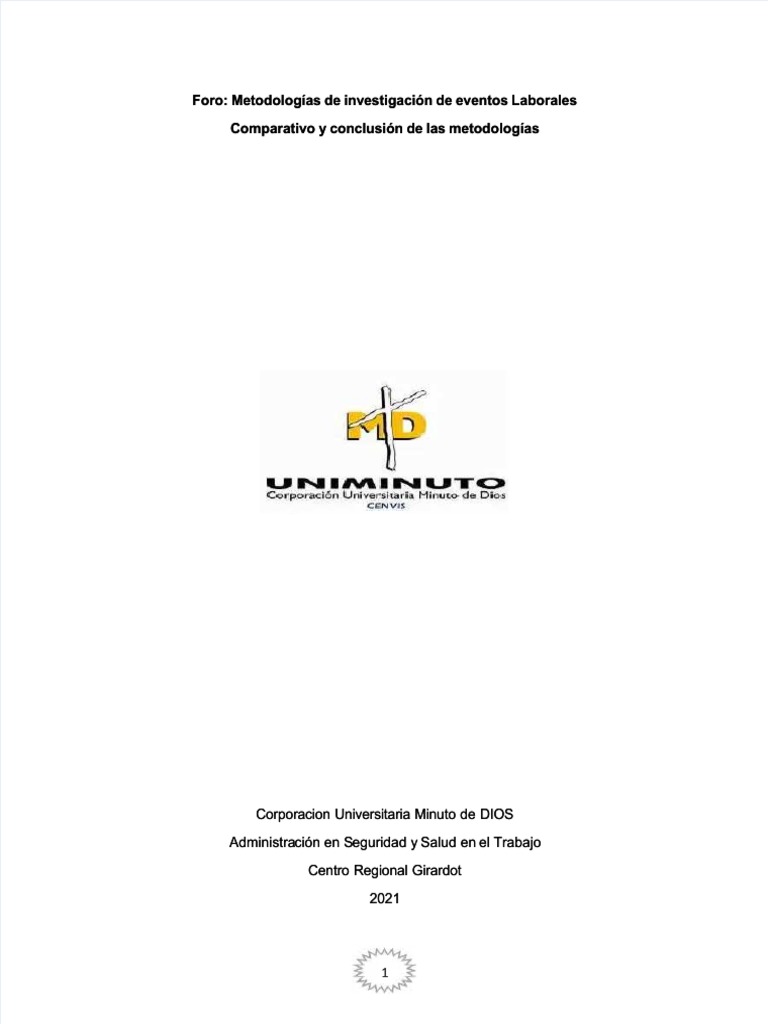 PDF Foro Metodologias de Investigacion de Eventos Laborales DL | PDF