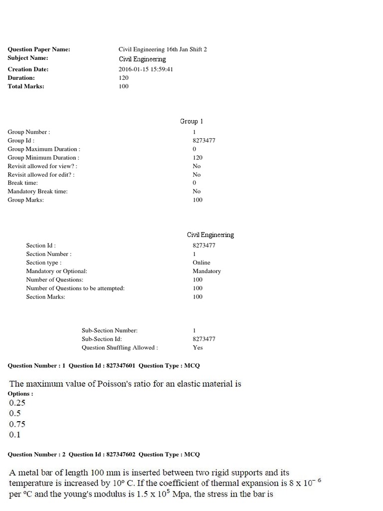 Question Paper Name: Subject Name: Creation Date: Duration: Total Marks ...