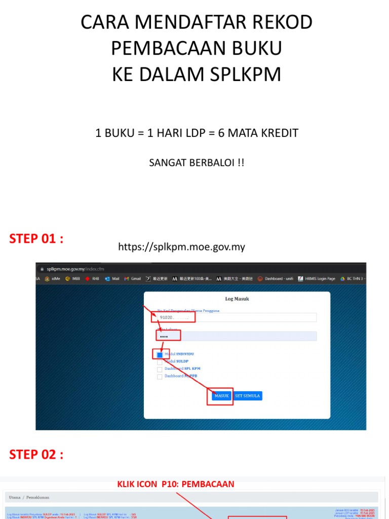 Cara Mendaftar Rekod Pembacaan Buku Ke Dalam SPLKPM | PDF