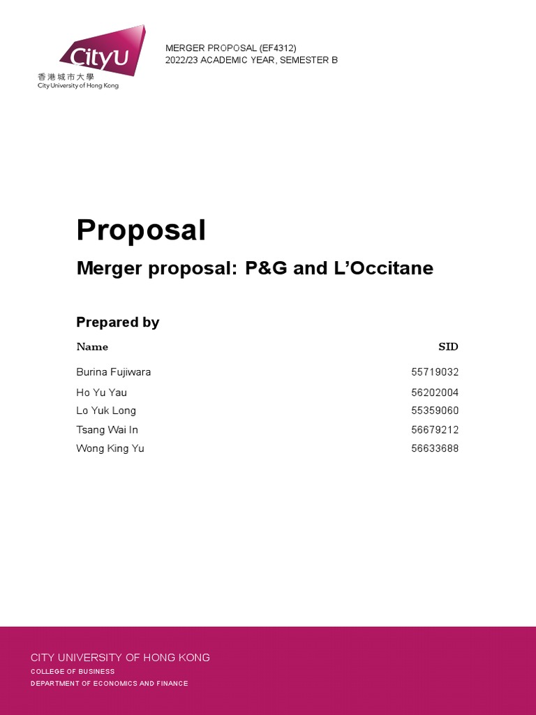 Group 15 Merger Proposal | PDF | Mergers And Acquisitions | Stocks