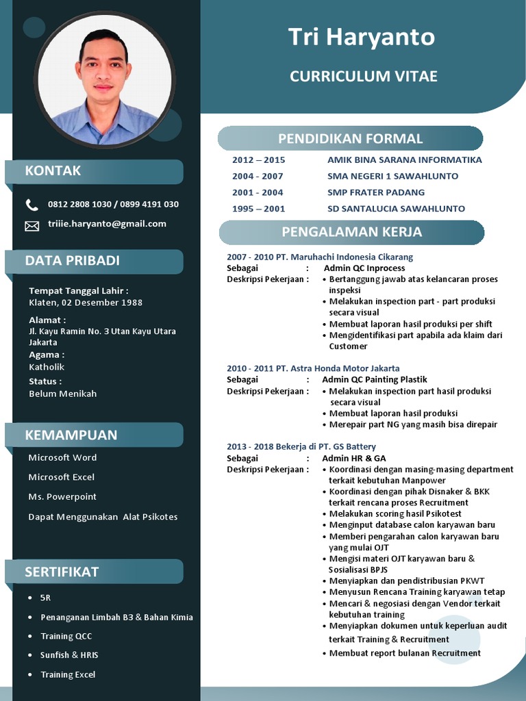 CV - Tri Haryanto - Admin GA | PDF