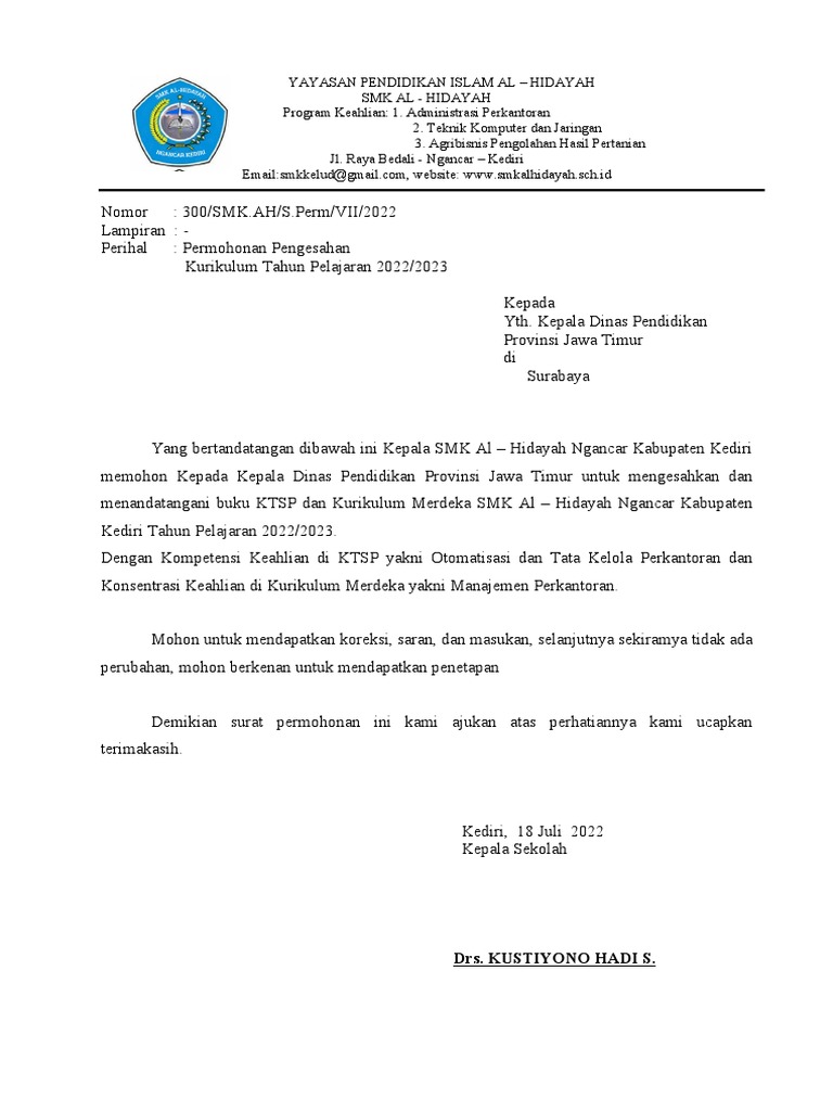 Surat Permohonan Kurikulum | PDF