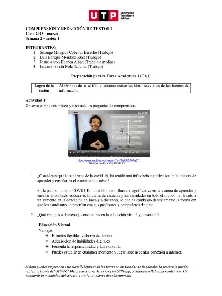 S02.s1-Preparación para La TA1 2023 Marzo Grupo 8 | PDF | Enseñando ... S02.s1-Preparación para La TA1 2023 Marzo Grupo 8 | PDF | Enseñando ...