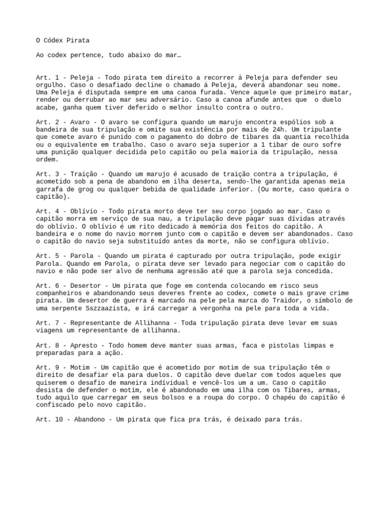 Codex Pirata | PDF | Pirataria | Capitão do mar