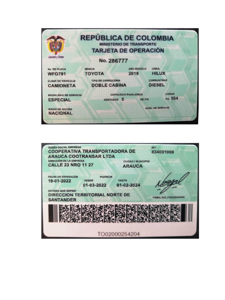 8. TARJETA DE OPERACION | PDF