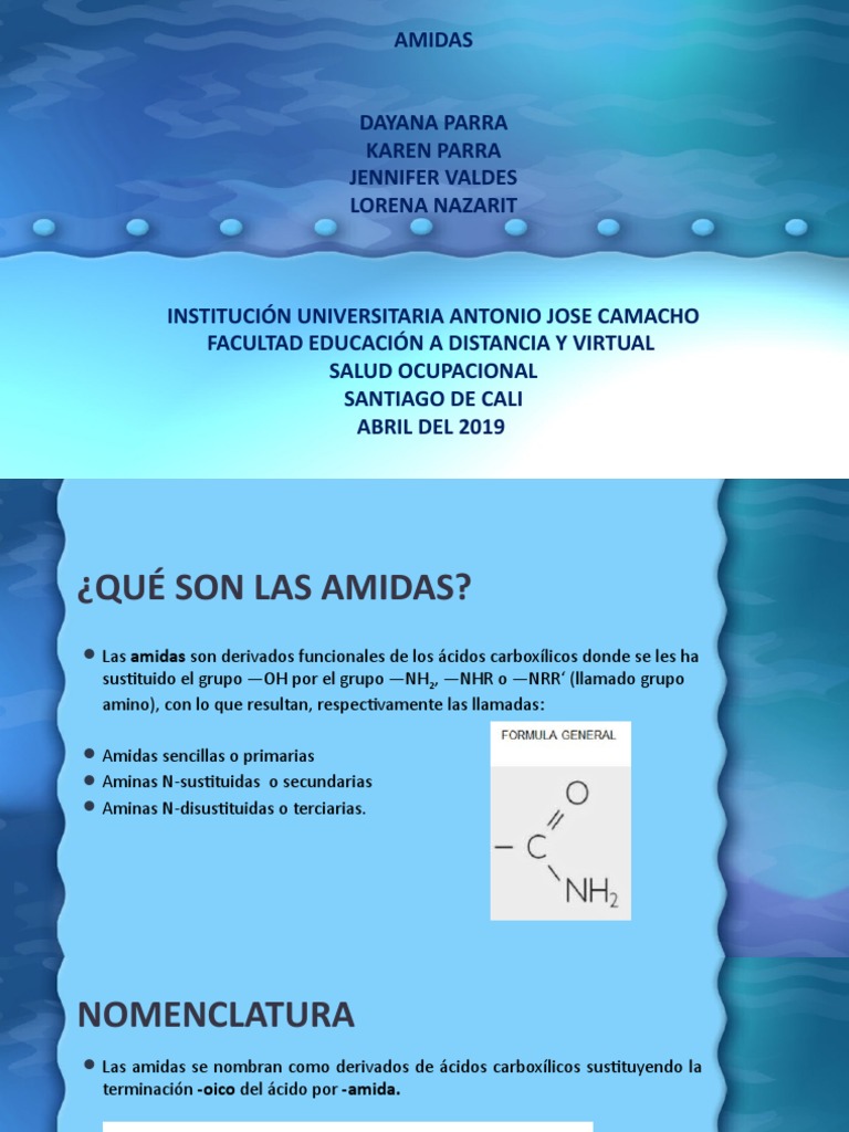 Todo sobre las Amidas: Estructura y Usos | PDF | Amida | Ácido