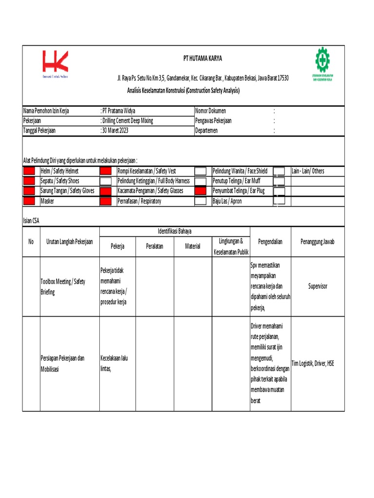 Analisis Keselamatan Konstruksi CSA | PDF