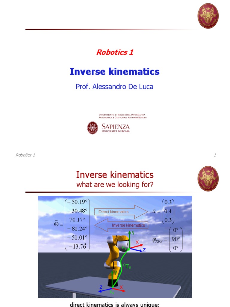 Inverse Kinematics: Robotics 1 | PDF | Equations | Mathematics