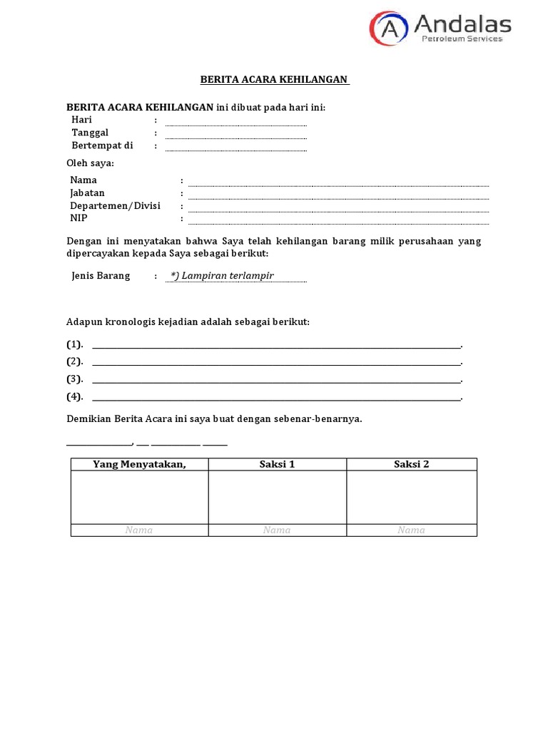 Form BA Kehilangan | PDF