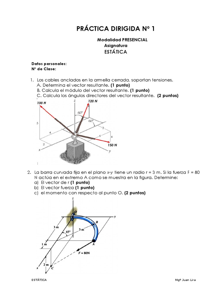Práctica Dirigida #1 Estática | PDF