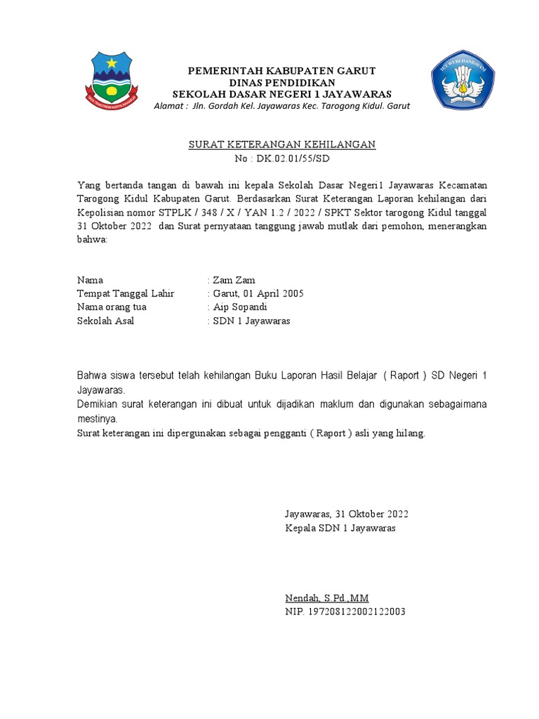 Surat K Pengganti Ijazah STTB | PDF