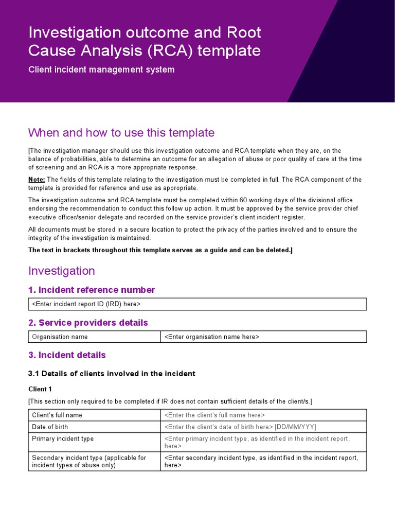 Root Cause Analysis Template 08 | PDF | Risk | Risk Management