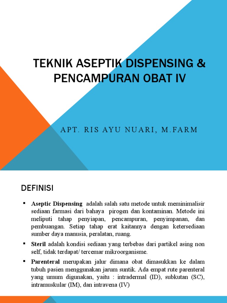 Teknik Aseptik Dispensing & Pencampuran Obat IV | PDF