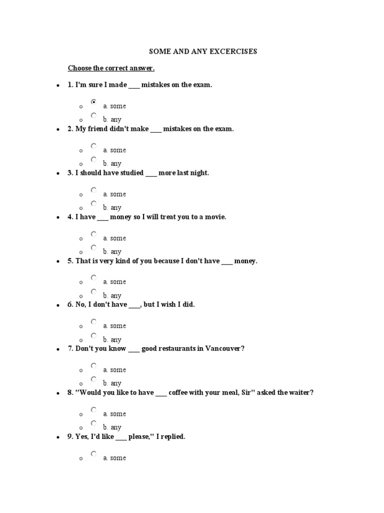 Understanding the Proper Usage of Some and Any | PDF | Food And Drink ...