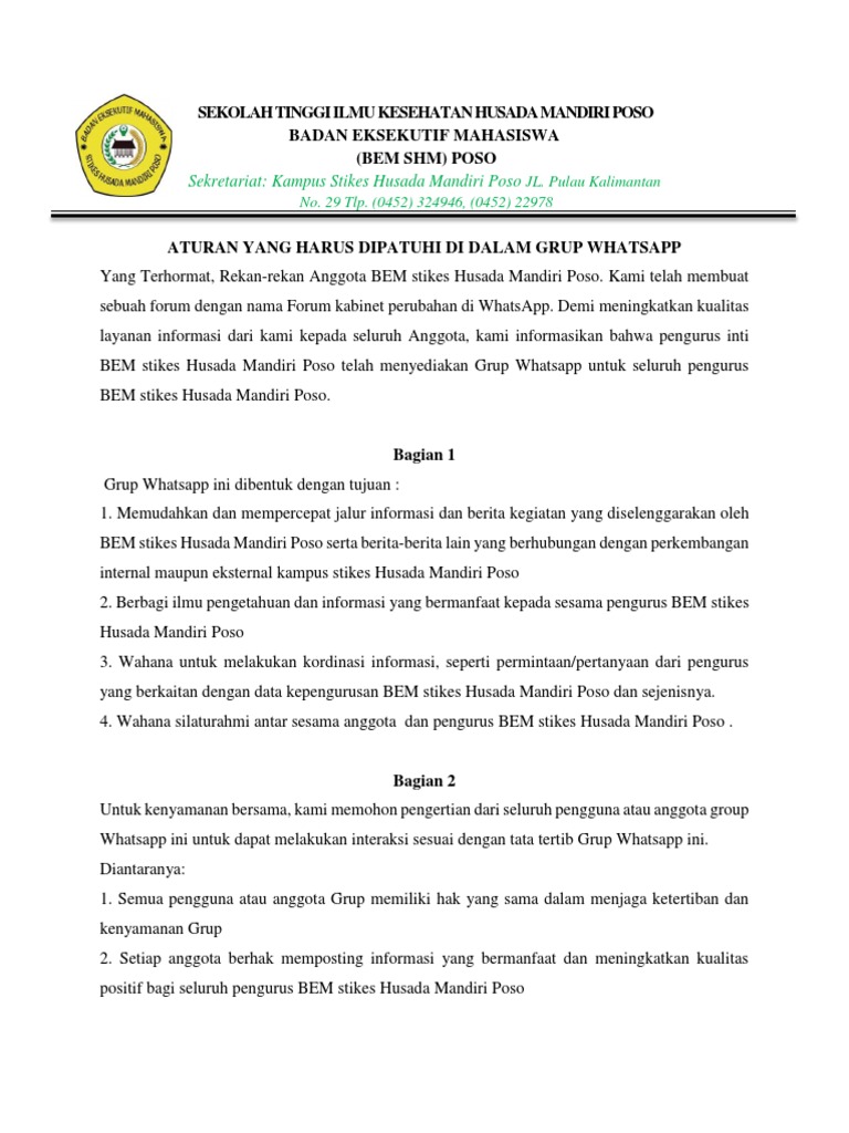 Aturan Grub Whatsapp | PDF