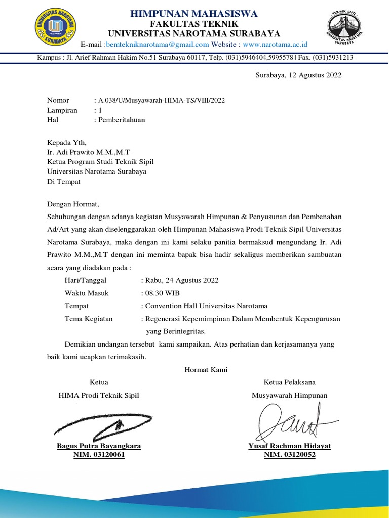 Surat Undangan Kaprodi | PDF