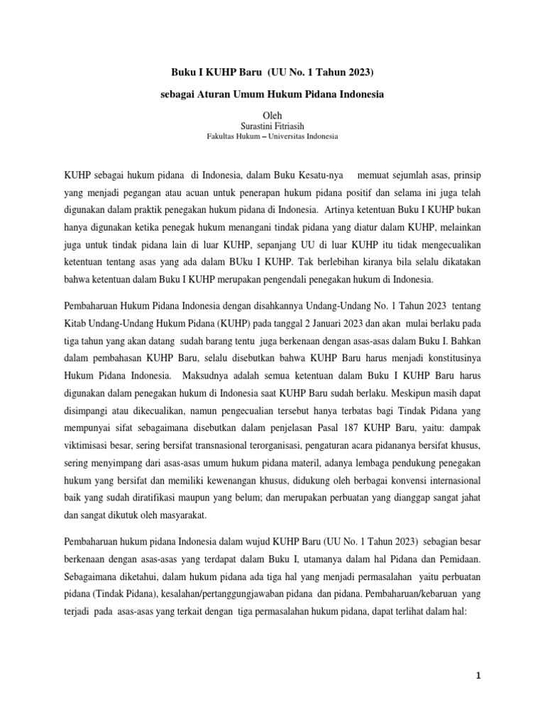 Resume Paparan Tentang Buku I KUHP Baru-SF | PDF