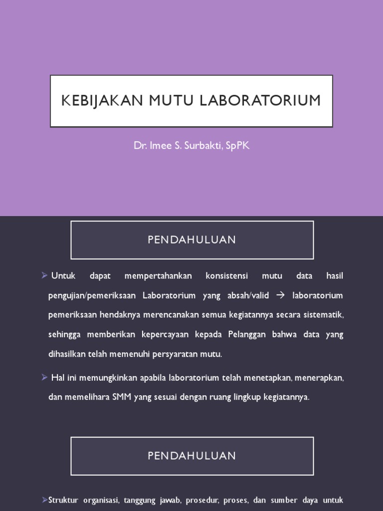 Kebijakan Mutu Laboratorium | PDF