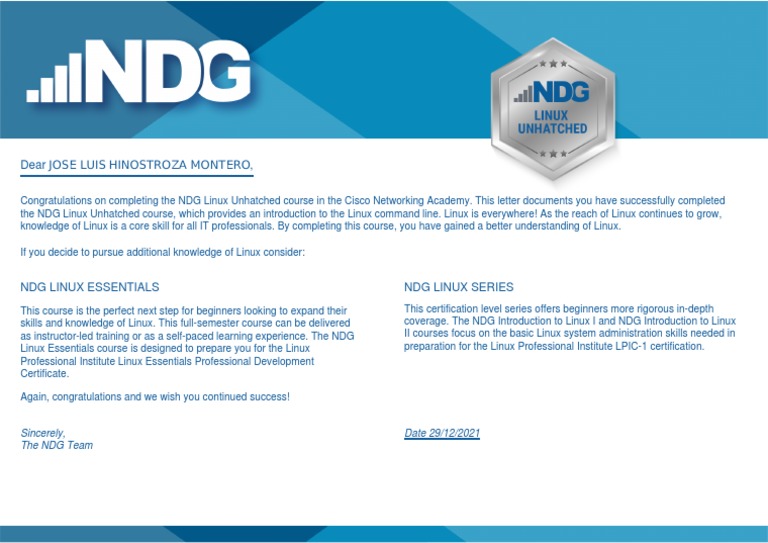 Linux Course Completion Notice | PDF
