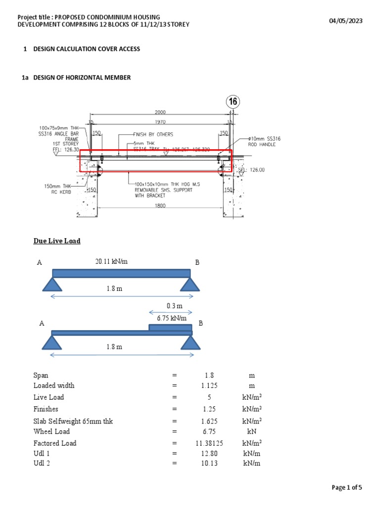1 Design Calculation Cover Access | Download Free PDF | Bending ...