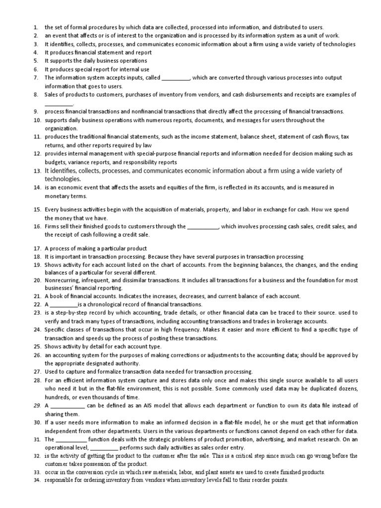 AIS Review Questionnaires | PDF | Audit | Inventory