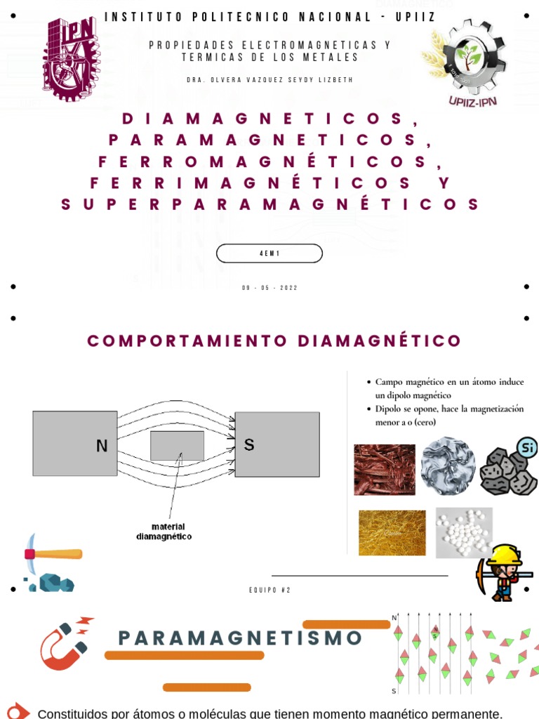 Diamagneticos, Paramagneticosferromagnéticos, Ferrimagnéticos y ...