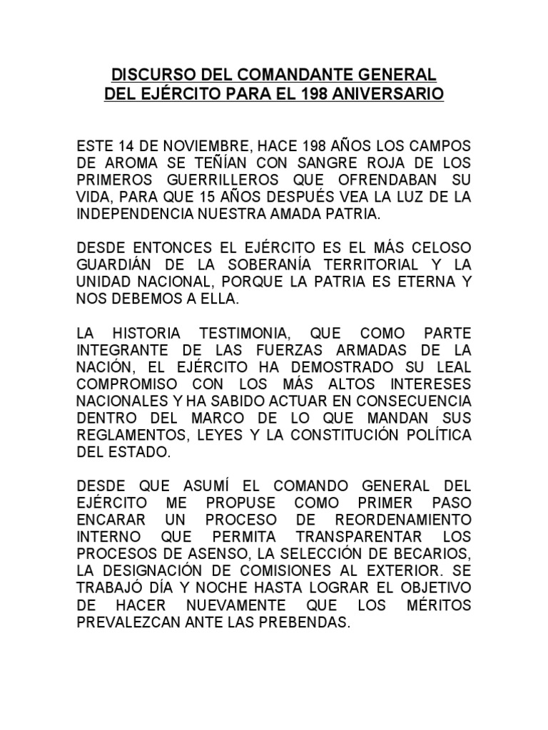 14 de Noviembre-Discurso | PDF | Militar | Gobierno