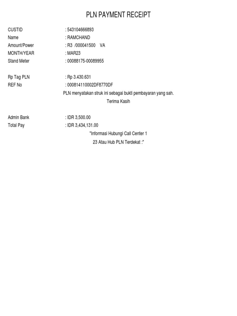 PLN Payment Receipt | PDF