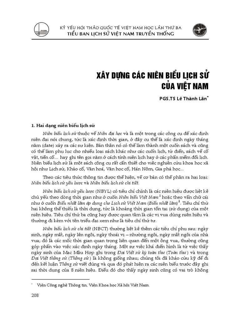 Xây dựng các niên biểu LSVN | PDF