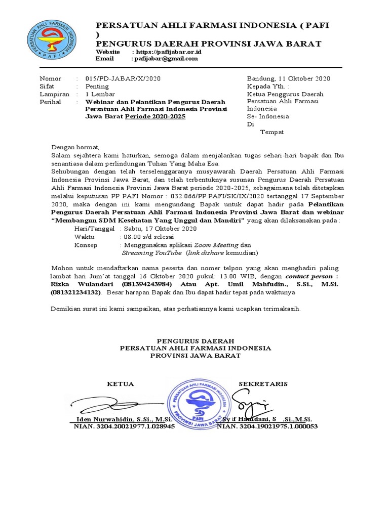 Surat Undangan PD Pafi | PDF