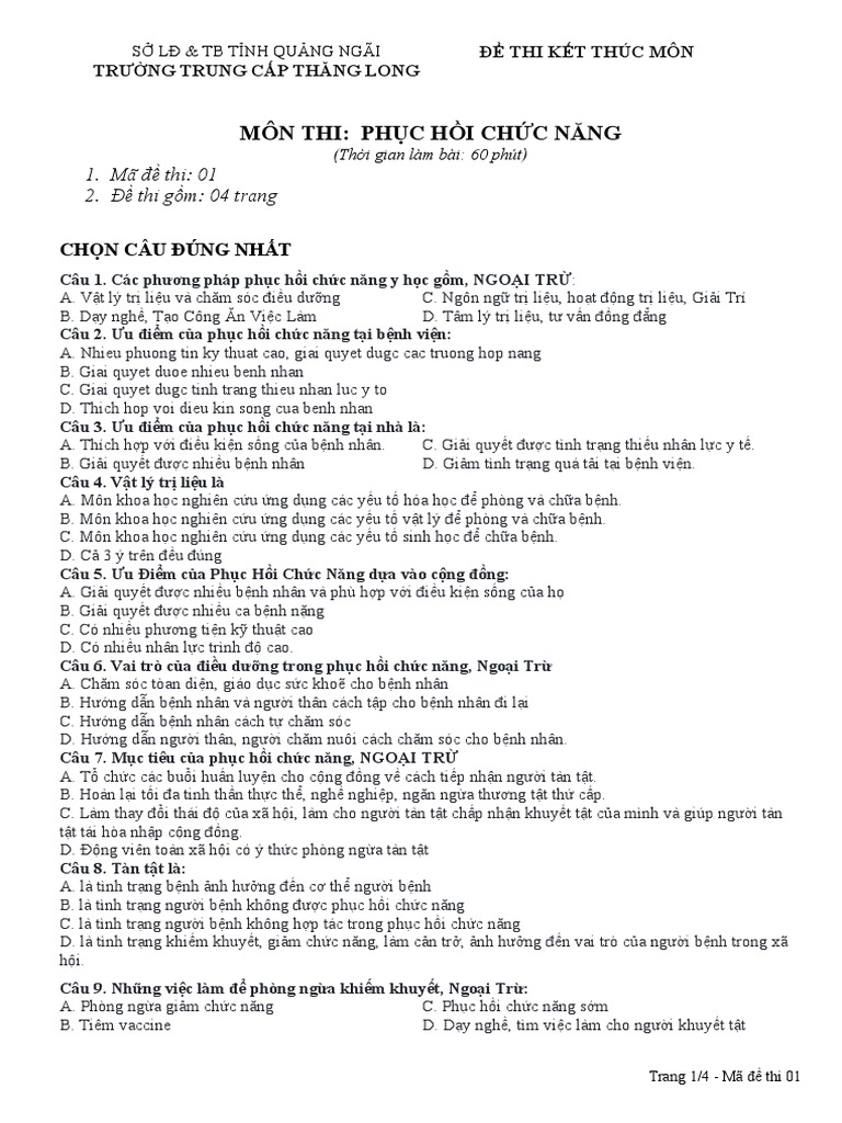 Môn Thi: PH C H I CH C Năng | PDF