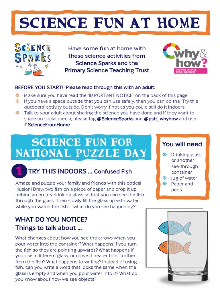 Science Fun at Home 20 National Puzzle Day | PDF | Shadow