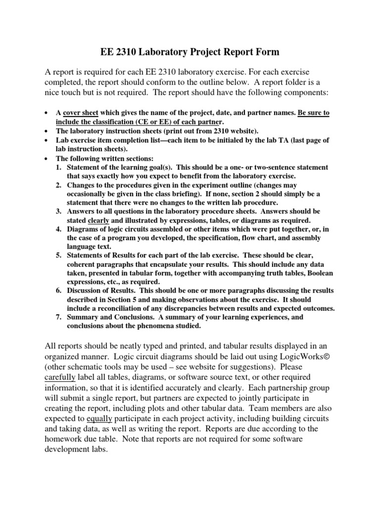 EE 2310 Lab Report Guidelines | PDF | Laboratories