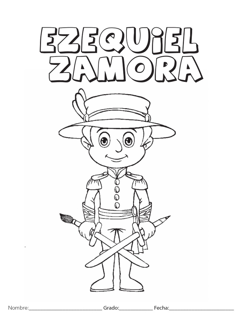 Dibujo De Ezequiel Zamora Para Colorear Pdf