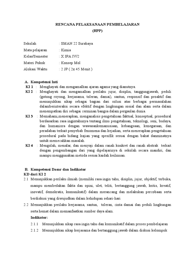 RPP Konsep Mol | PDF